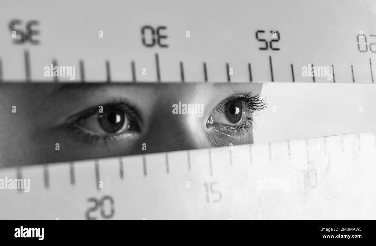 possibilities with Math are Infinite. eyes of girl with ruler. back to ...