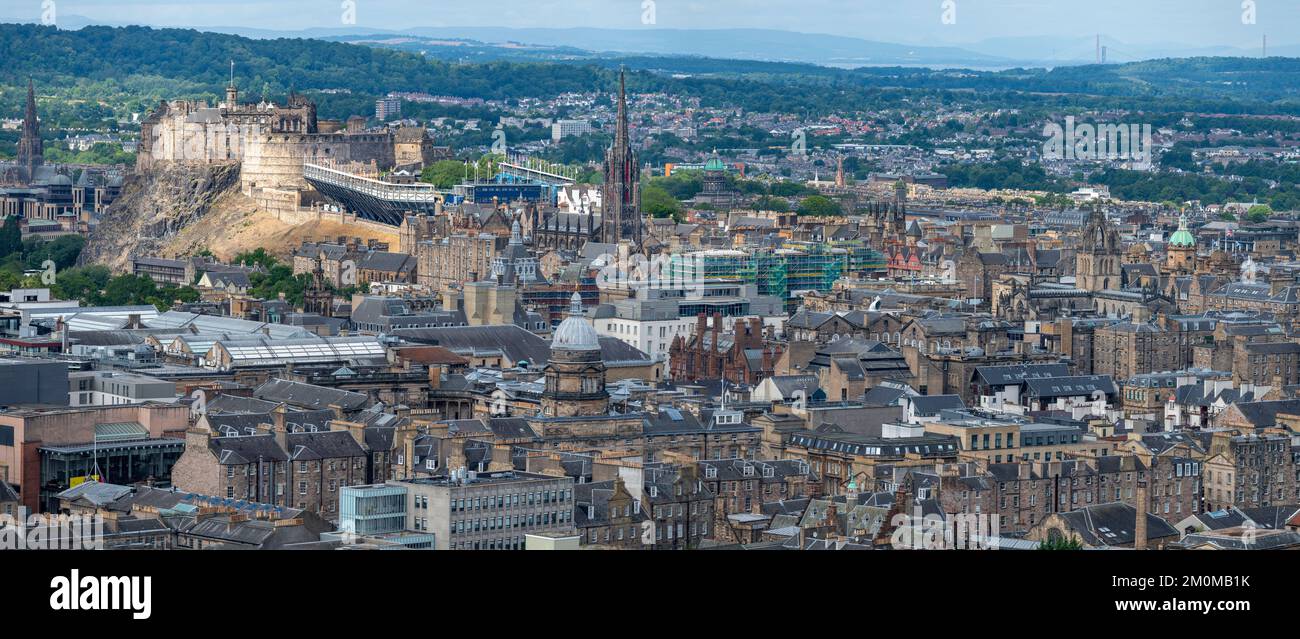 Cityscape of the Capital city of Scotland,with famous landmarks such as ...