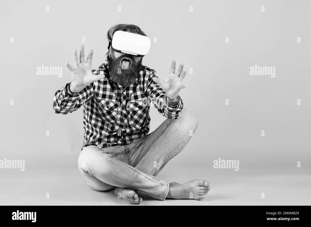 Modern technologies. man with glasses of virtual reality. Future ...