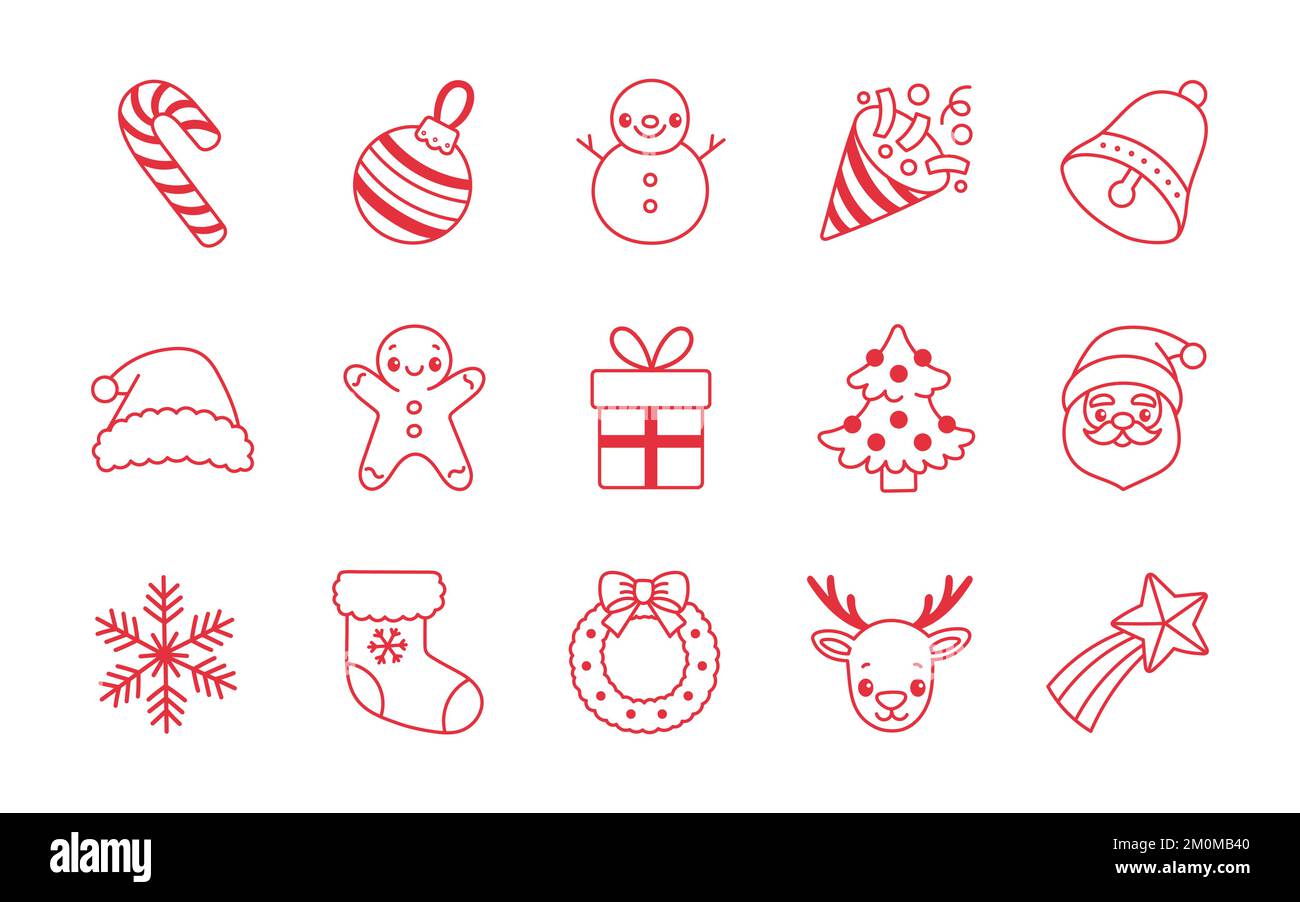 Christmas icons set many design elements. Vector illustration Stock ...
