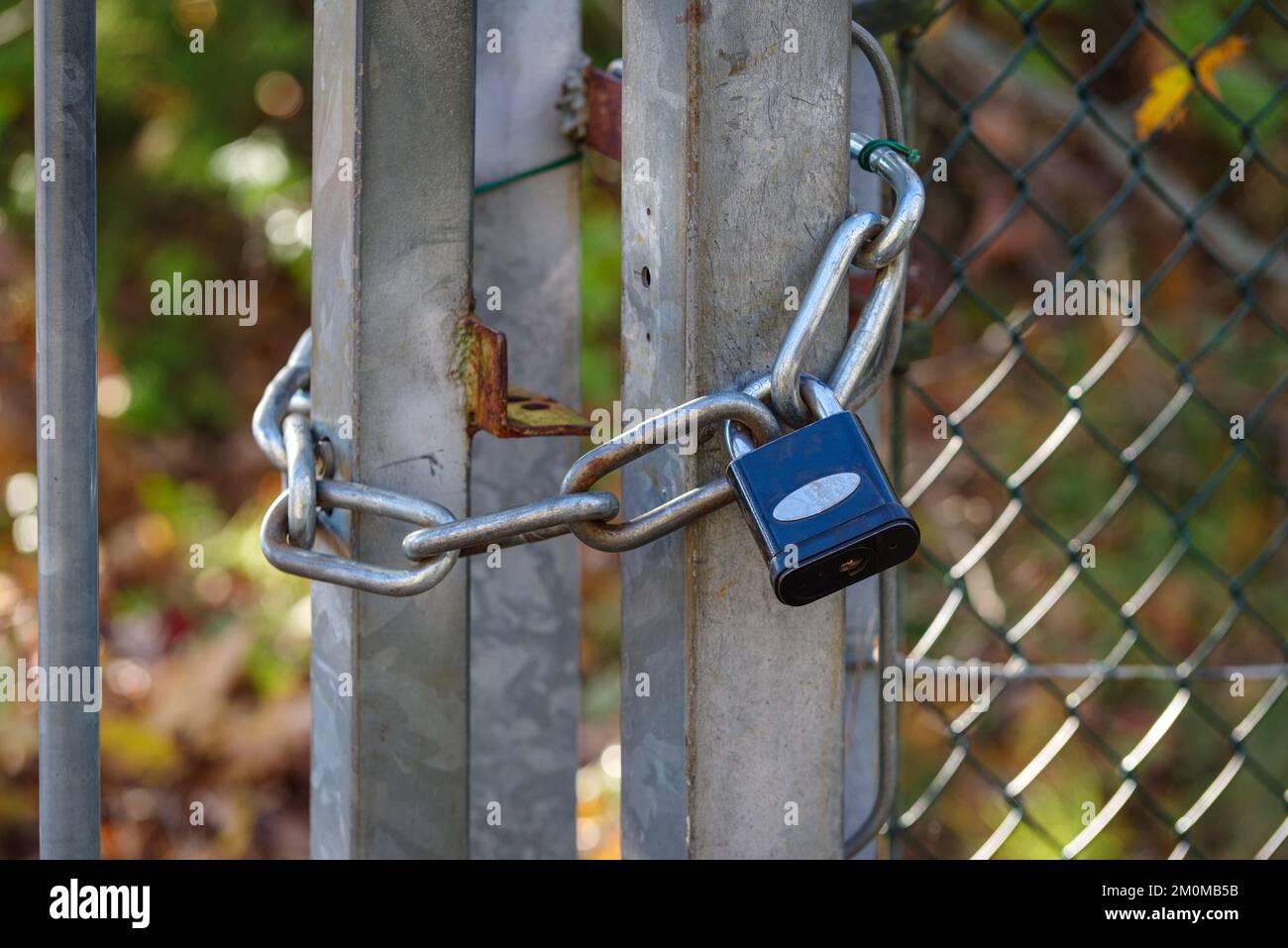 chain with key lock on a metal gate Stock Photo - Alamy