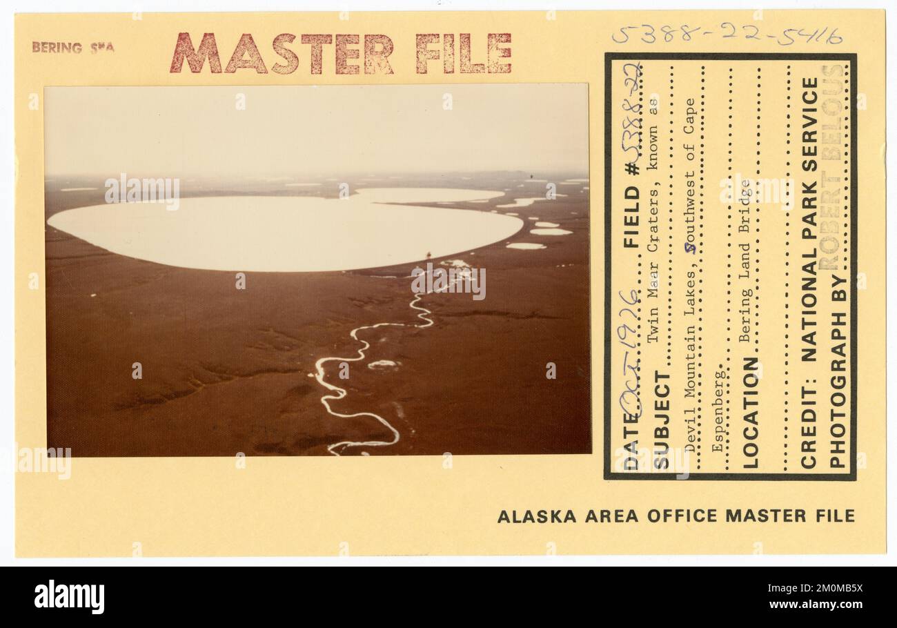 Twin Maar Craters, known as Devil Mountain Lakes, southwest of Cape ...