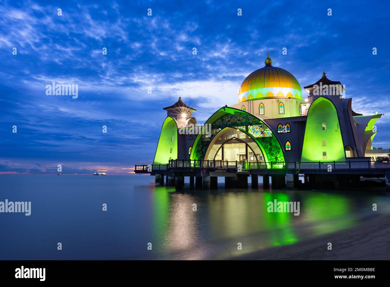The Melaka Straits Mosque (Masjid Selat Melaka) located on the man-made ...