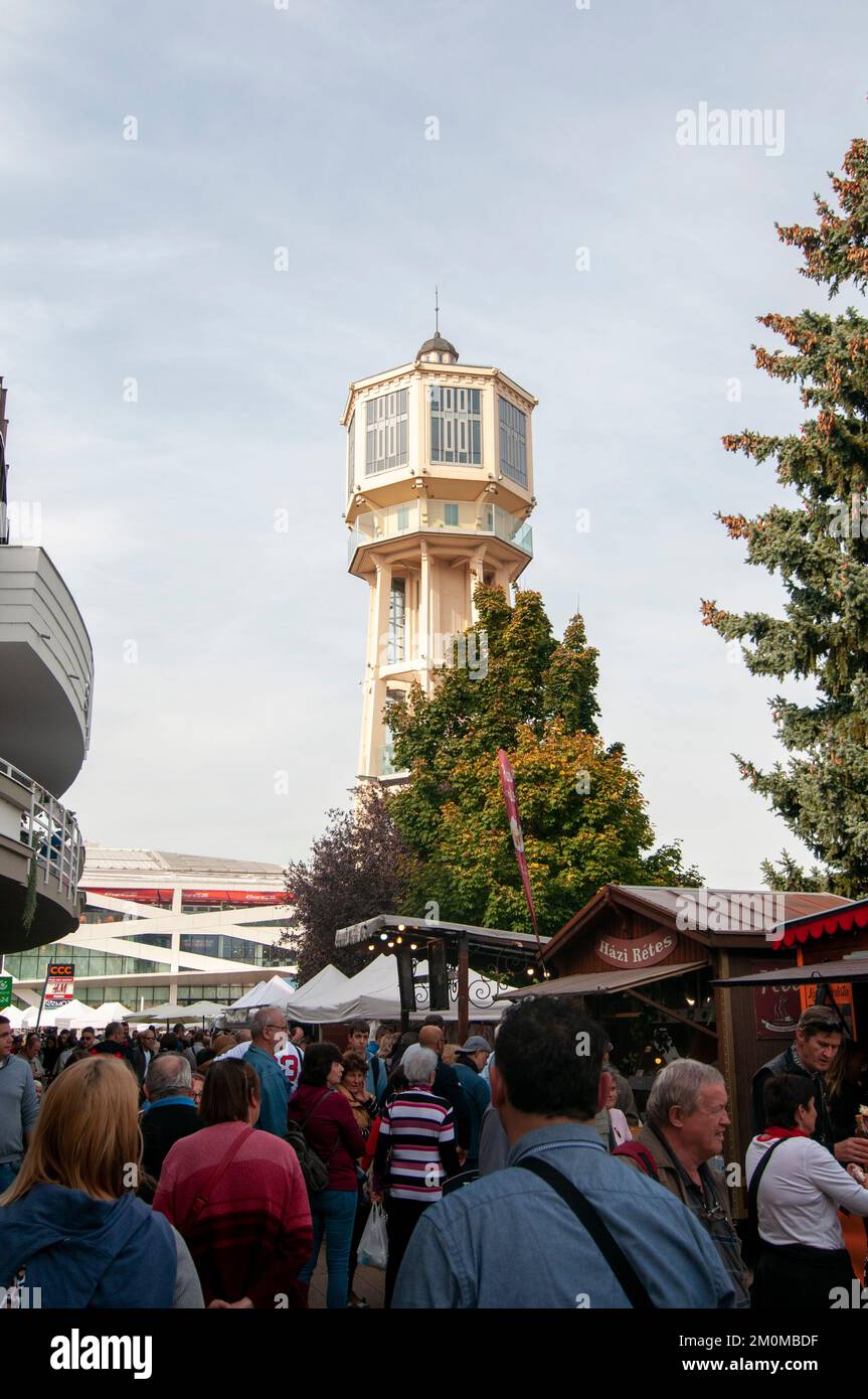 The ancient water tower in the main square, Siofok, Somogy County ...