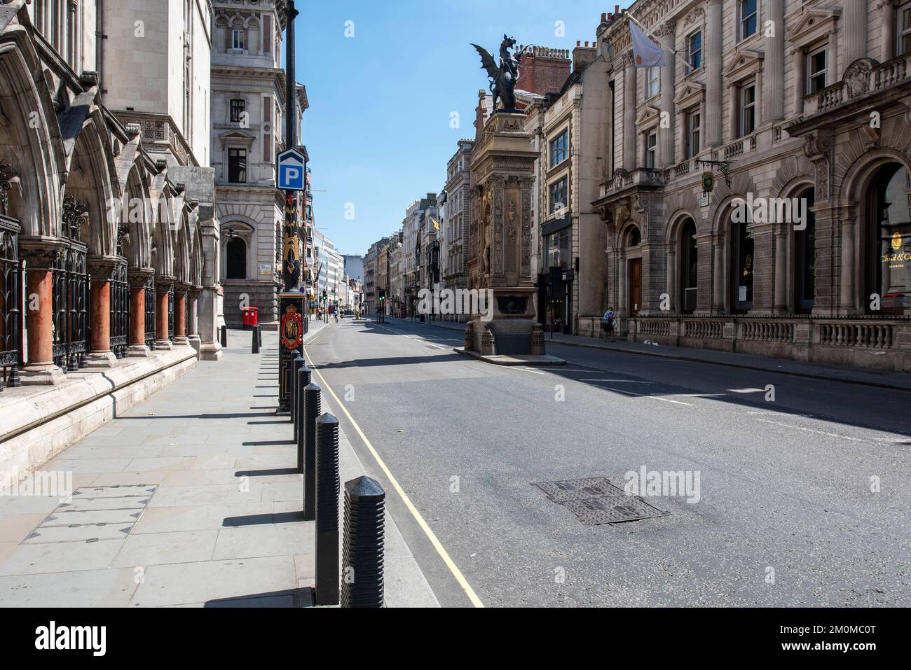 Temple Bar Memorial in the middle of the Strand looking West. Shot ...
