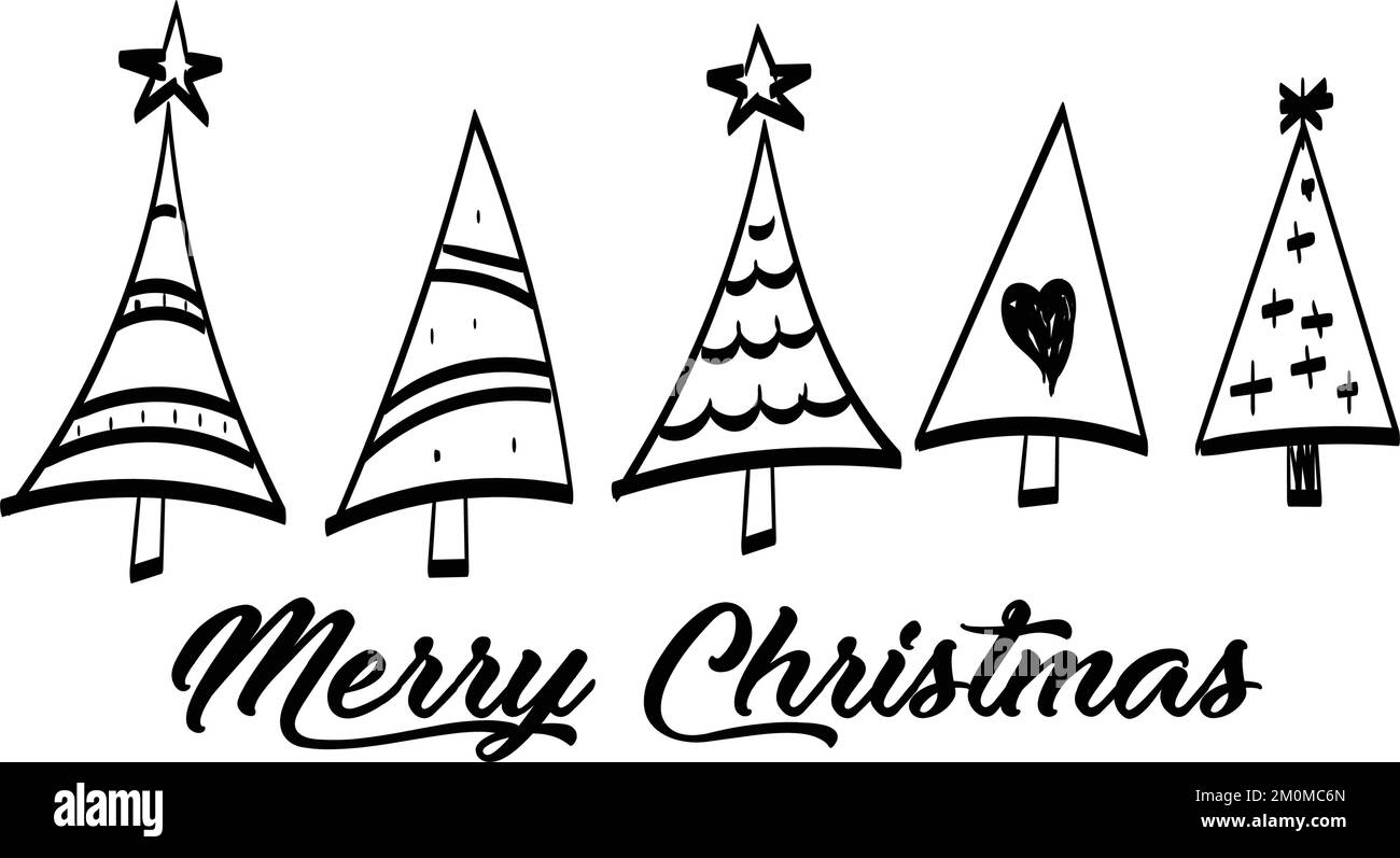 Merry Christmas hand drawn lettering banner. Typography emblem. Text ...