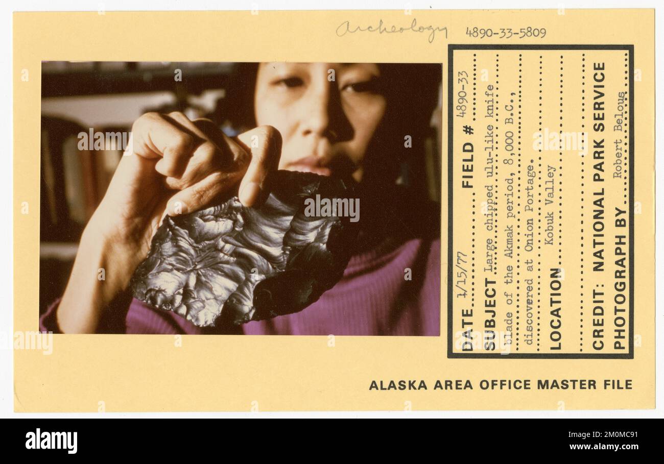 Large chipped ulu-like knife blade of the Akmak period, 8000 BC ...