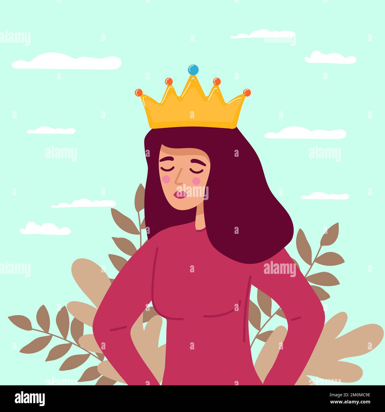 Selfish girl and society concept. Arrogant young woman cartoon ...