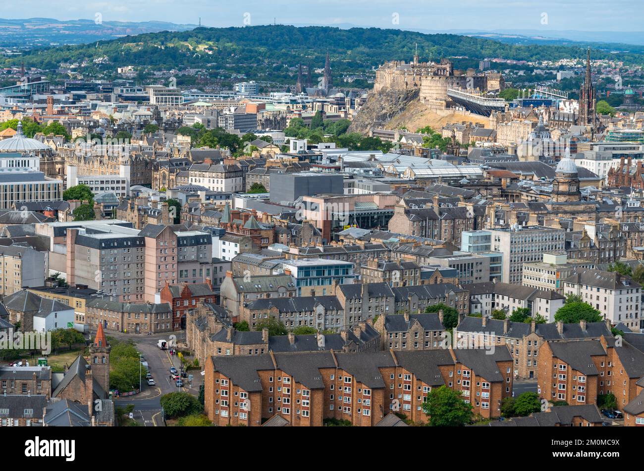Cityscape of the Capital city of Scotland,with famous landmarks such as ...