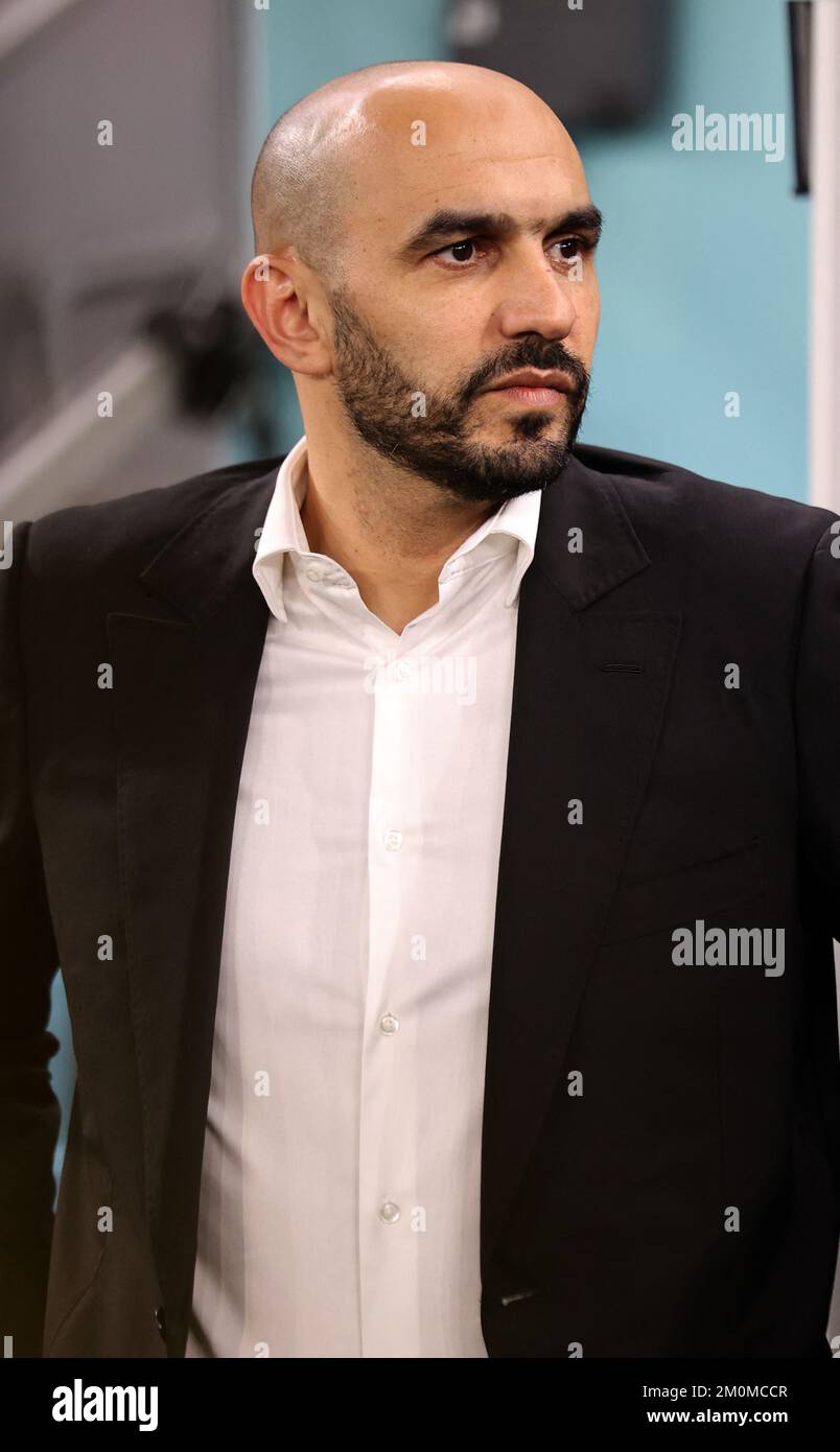 Walid Regragui during Morocco vs Spain match during World Cup 2022 in ...