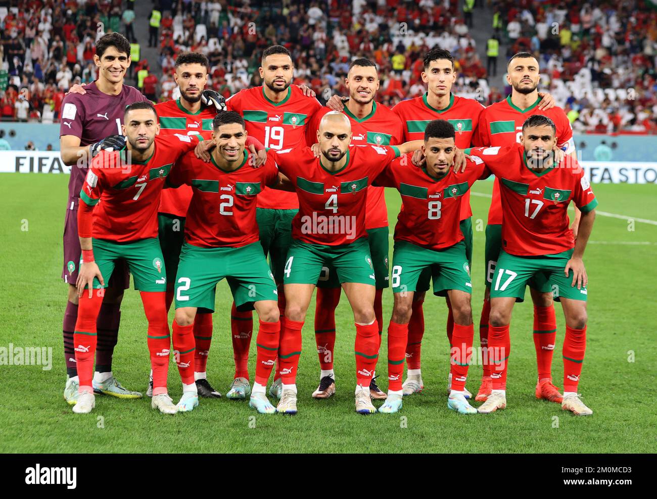 Moroccan team during Morocco vs Spain match during World Cup 2022 in ...