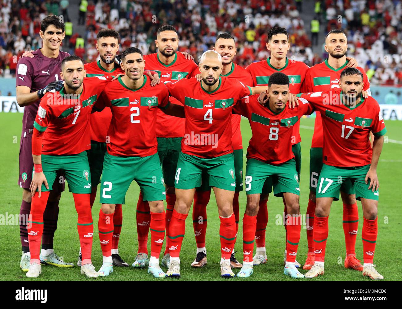Moroccan team during Morocco vs Spain match during World Cup 2022 in ...