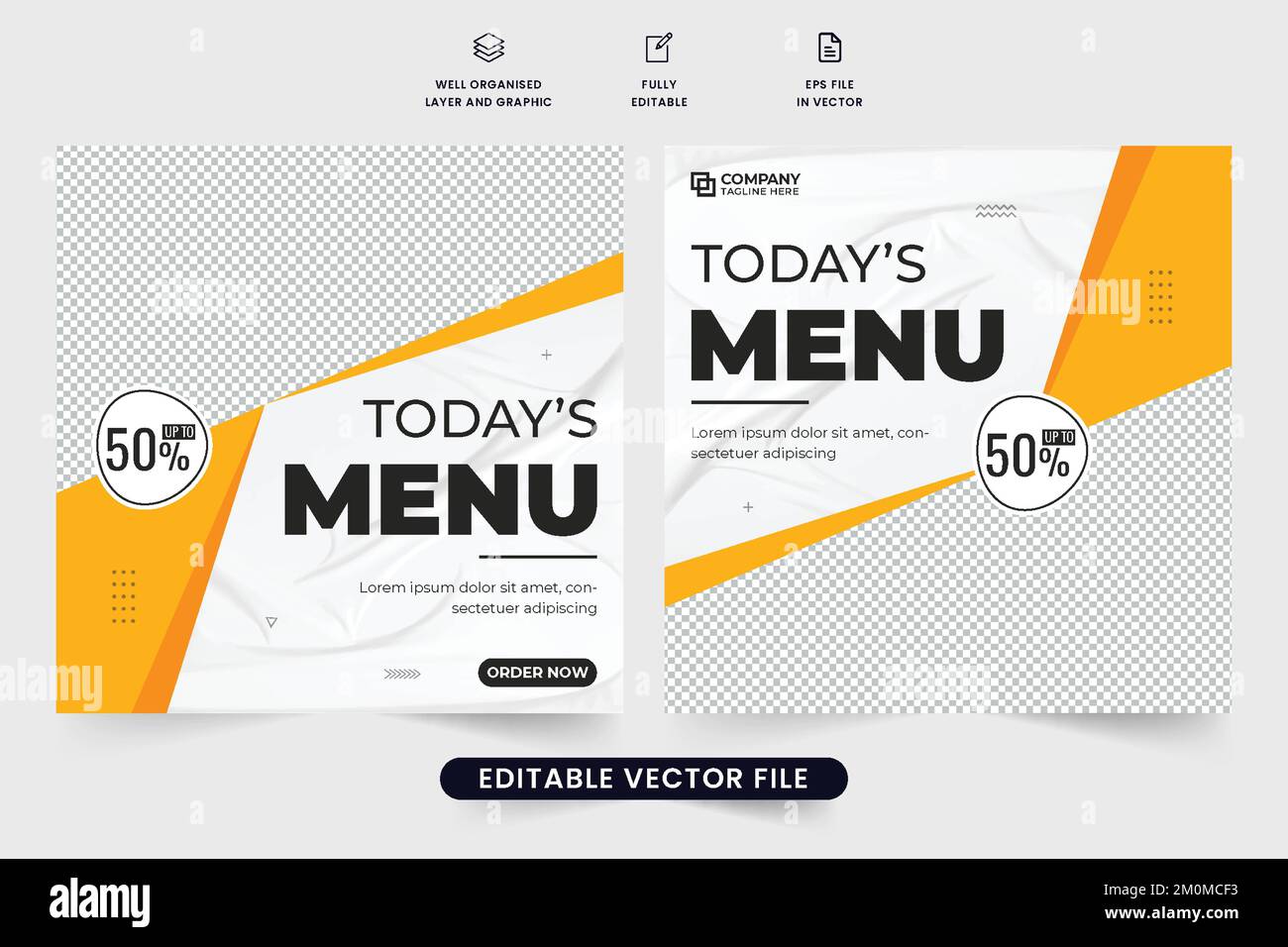 Culinary menu promo template vector for social media marketing. Special ...