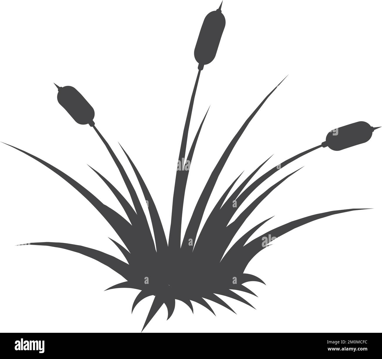 Bulrush silhouette. Wetland natural plant black icon Stock Vector Image ...