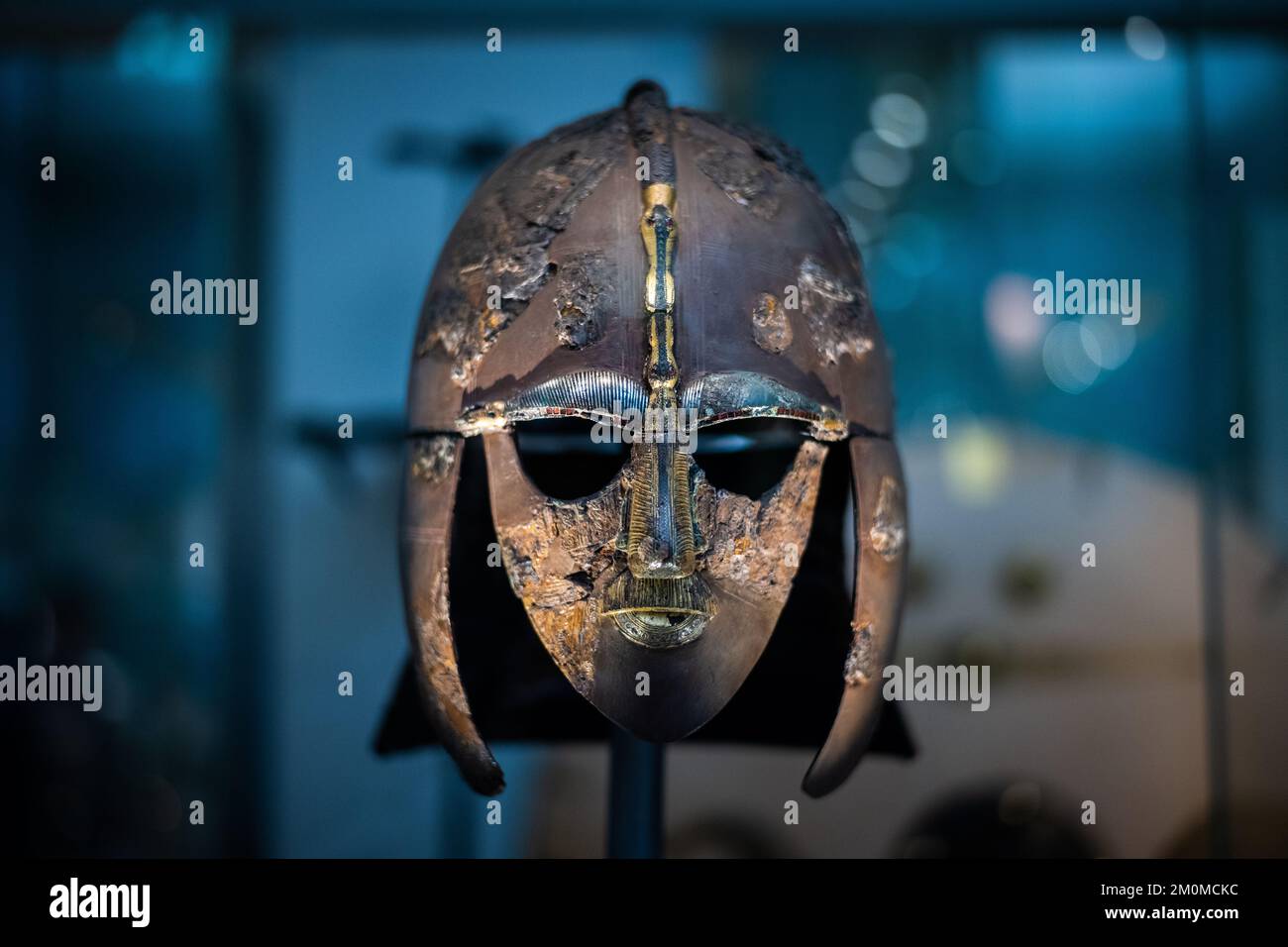 The Sutton Hoo helmet in the British Museum Stock Photo - Alamy