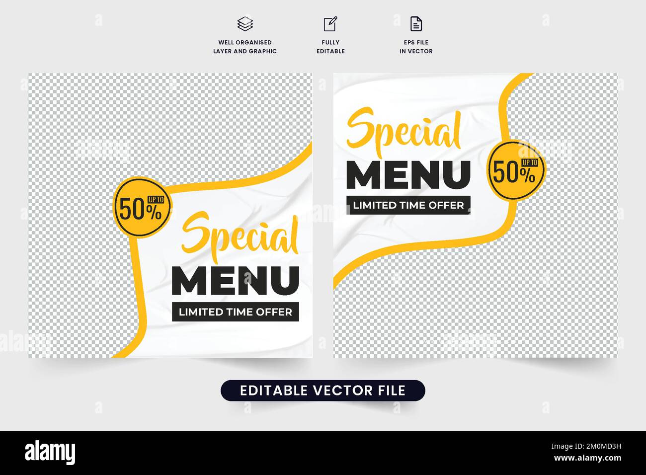 Special food menu promo template design for social media marketing ...