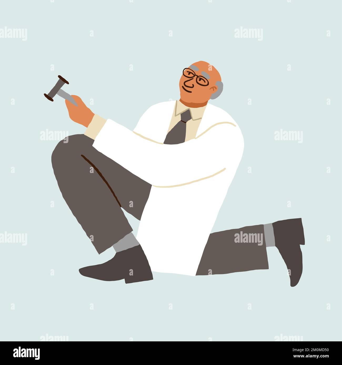 Male Neurologist Character with Hammer for Diagnostic Reflex Vector ...