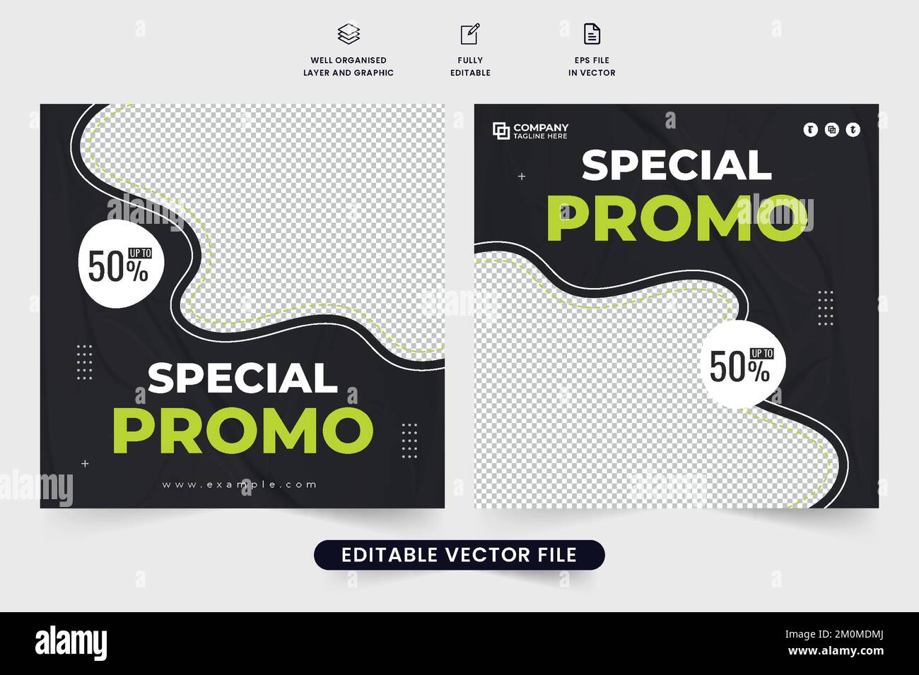 Special restaurant discount template design with white and green colors ...