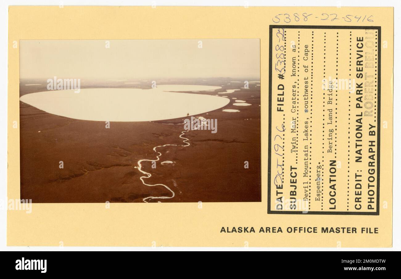Twin Maar Craters, known as Devil Mountain Lakes, southwest of Cape ...