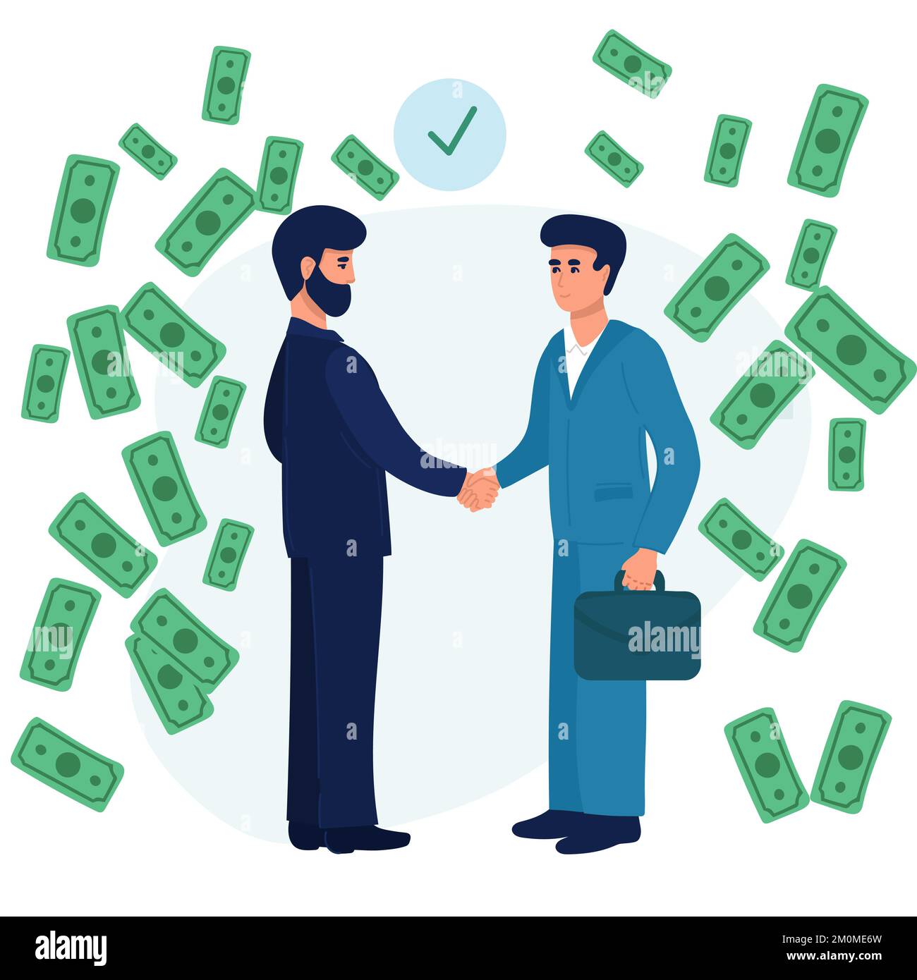 Business partnership. Illustration of business people in suits shaking ...