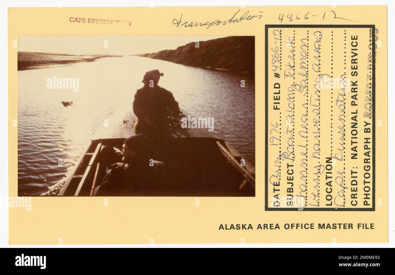 Boat along Tukruk Channel near Salmon berry harvesting areas. Alaska ...