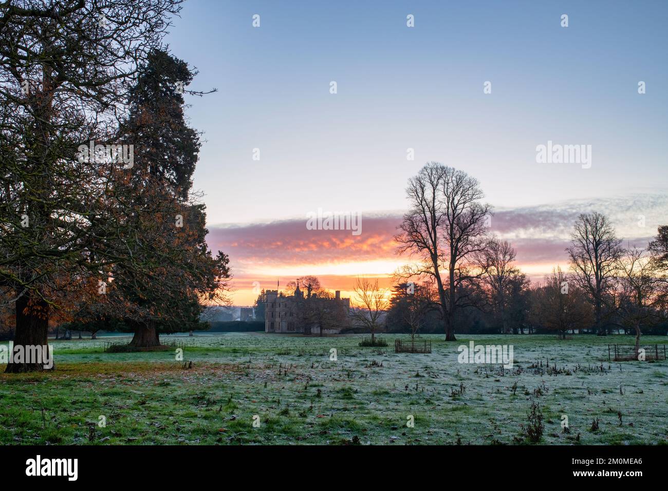 Rousham Park House and grounds on a frosty winter morning. Rousham ...