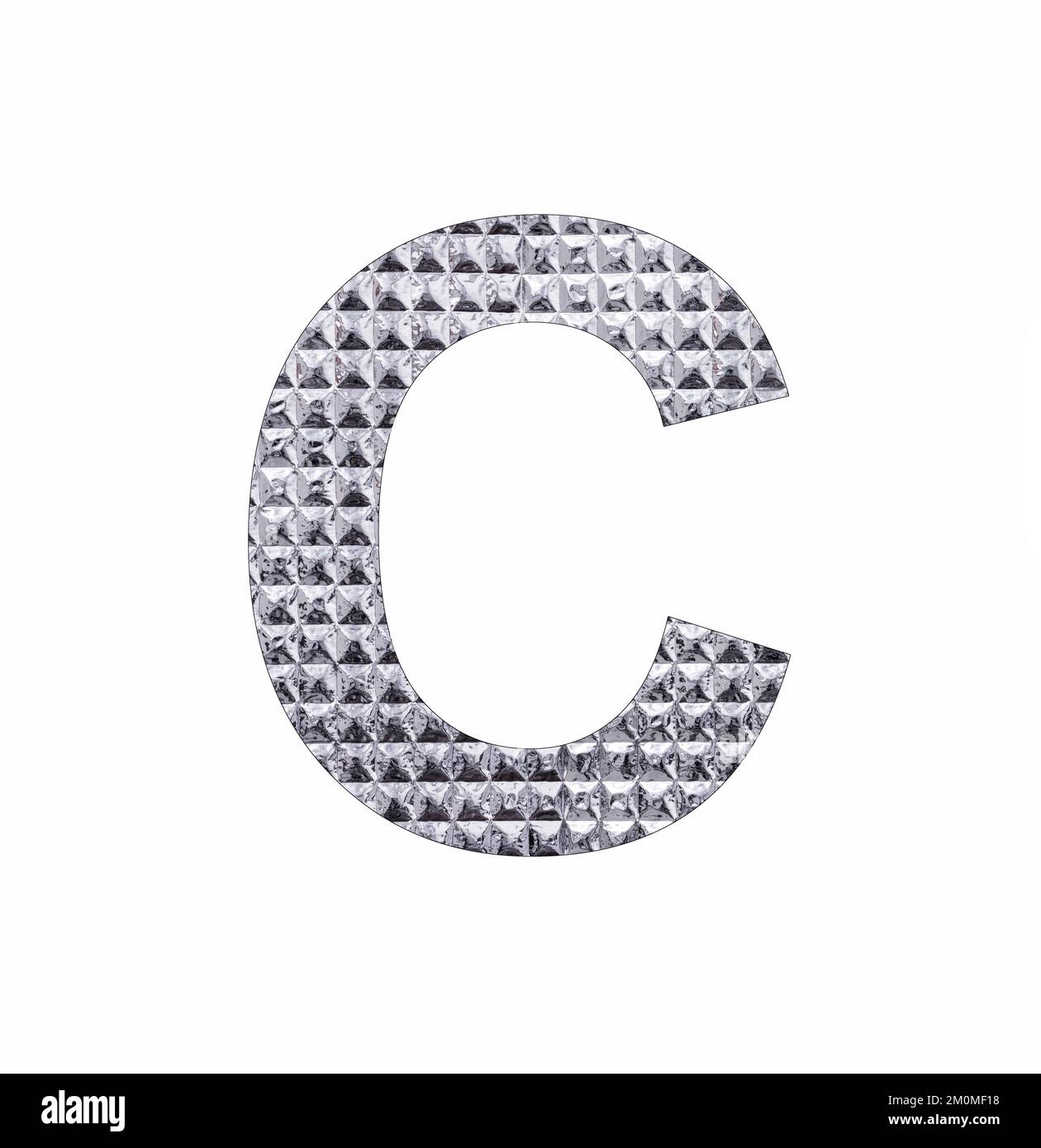 Alphabet Letter C Uppercase - Textured Shiny Silver Foil Stock Photo ...