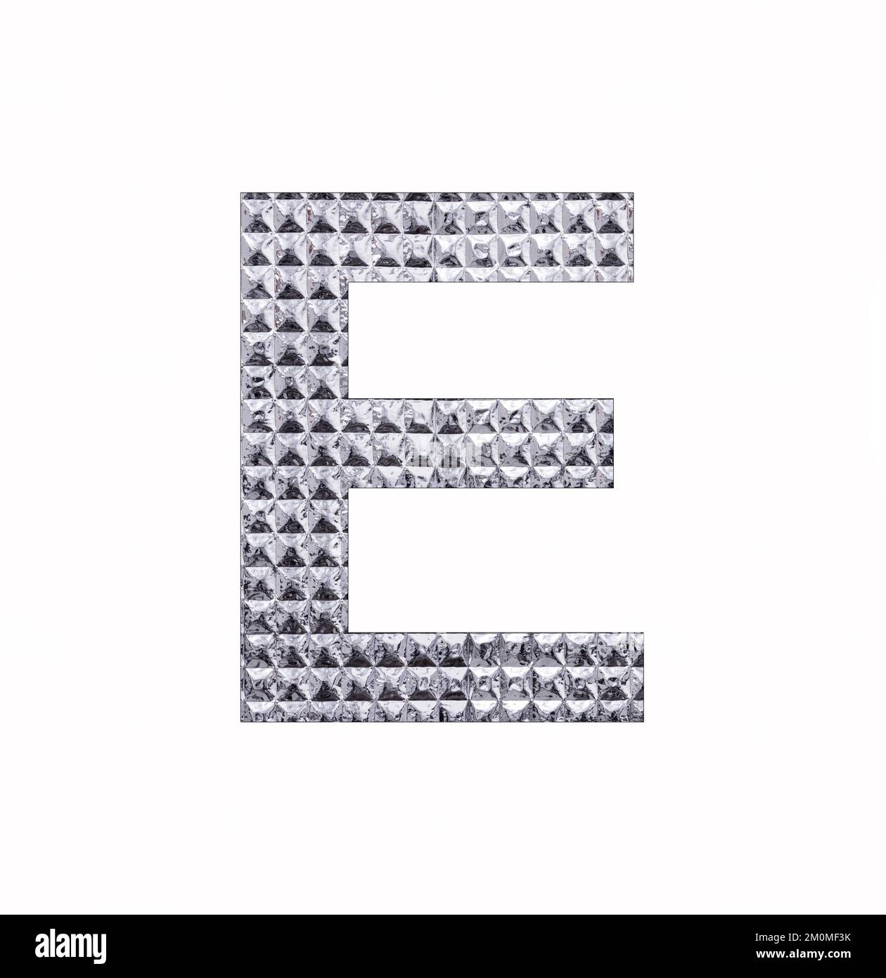 Alphabet Letter E Uppercase - Textured Shiny Silver Foil Stock Photo ...