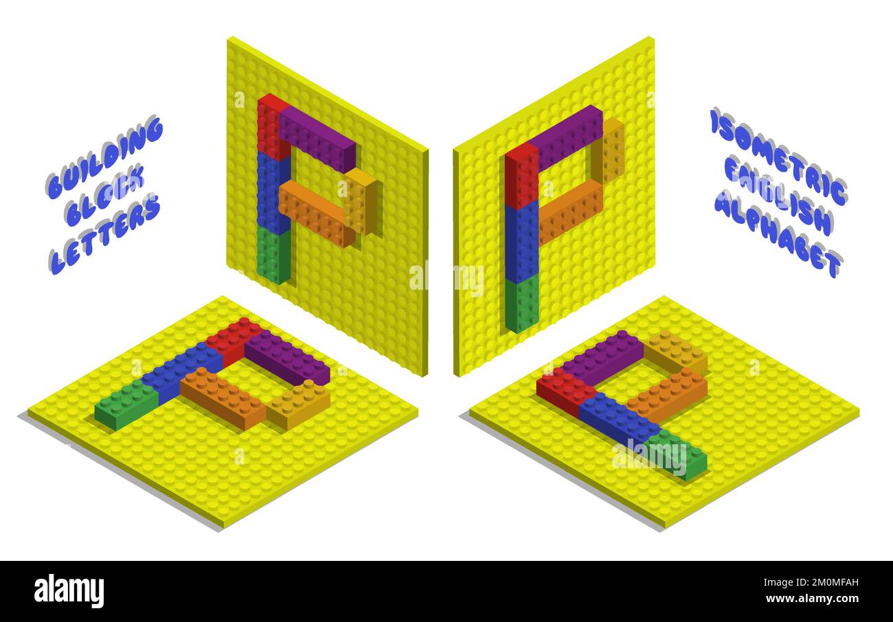 Isometric toy bricks of letter P. Letter from blocks for children ...