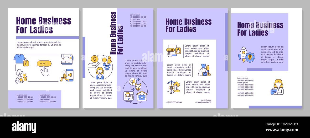 Home business for women purple brochure template Stock Vector Image ...