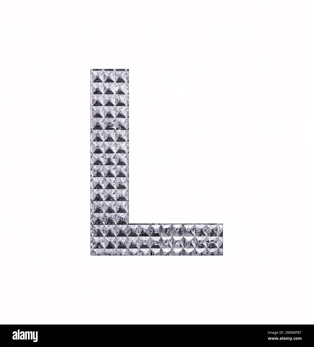 Alphabet Letter L Uppercase - Textured Shiny Silver Foil Stock Photo ...