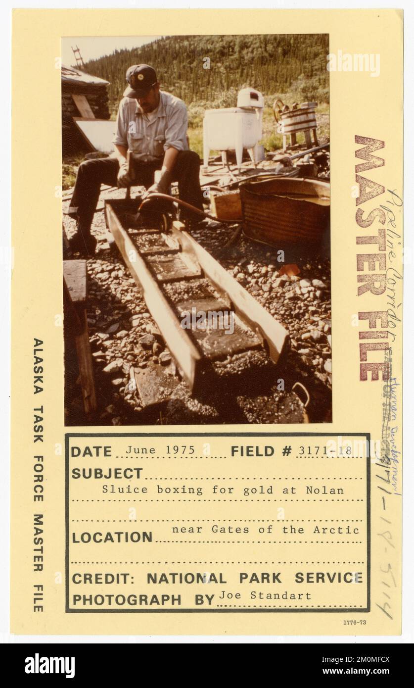 Sluice boxing for gold at Nolan. Alaska Task Force Photographs Stock ...