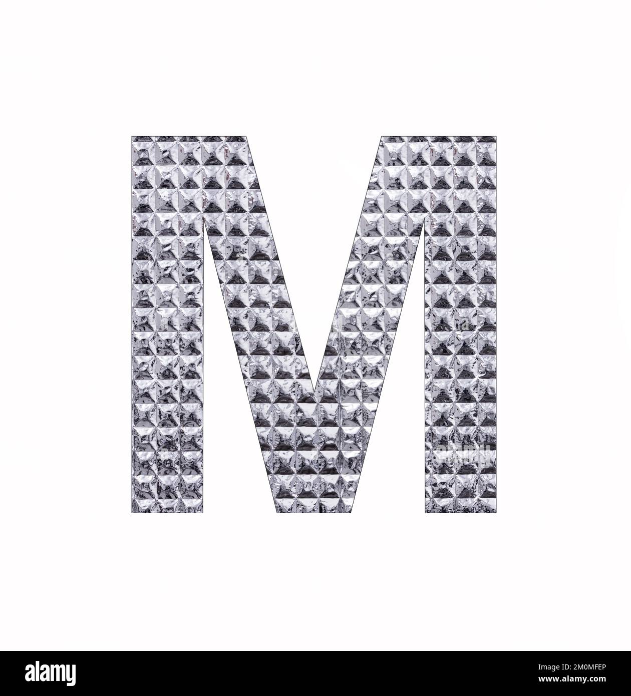 Alphabet Letter M Uppercase - Textured Shiny Silver Foil Stock Photo ...