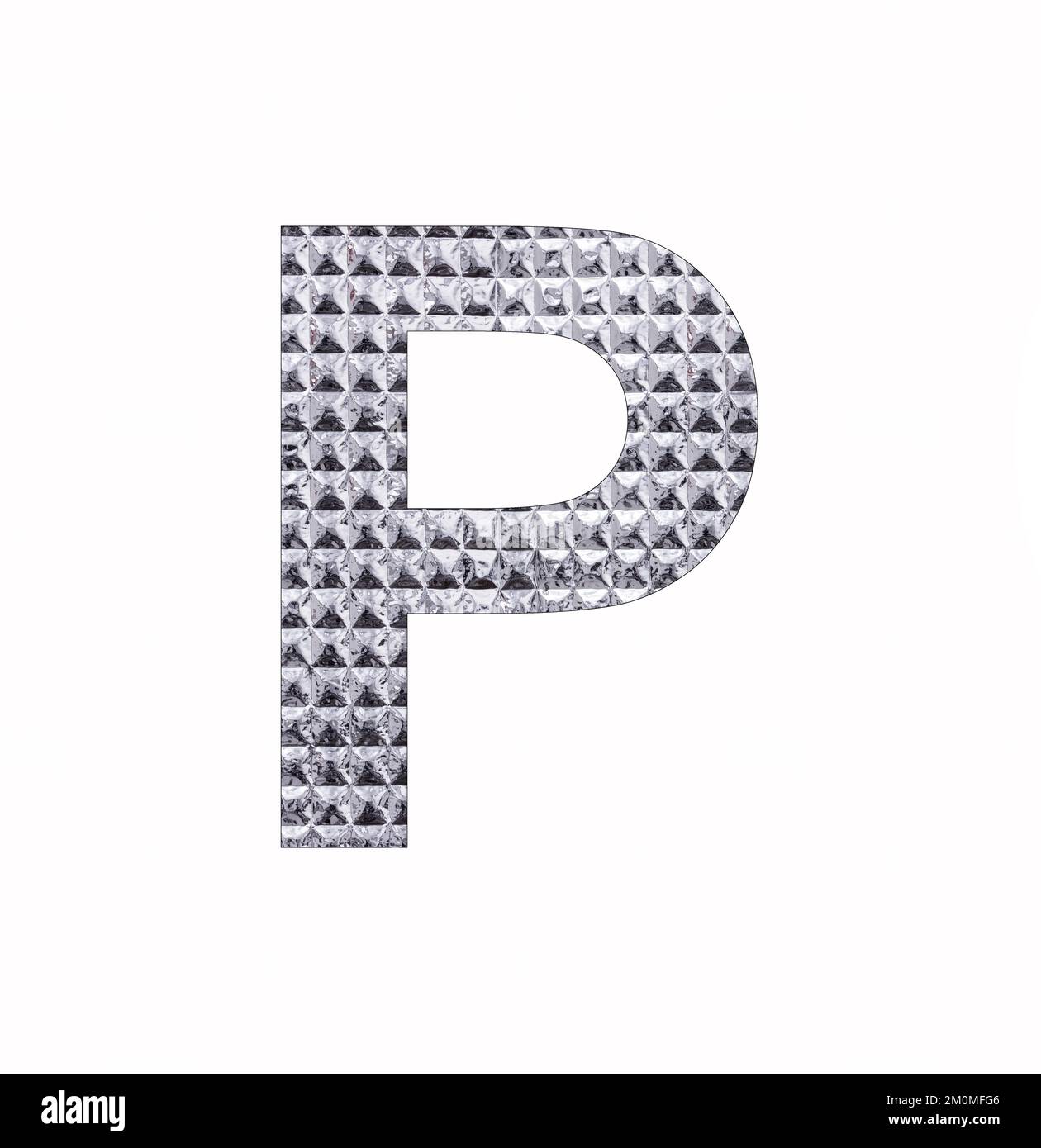 Alphabet Letter P Uppercase - Textured Shiny Silver Foil Stock Photo ...