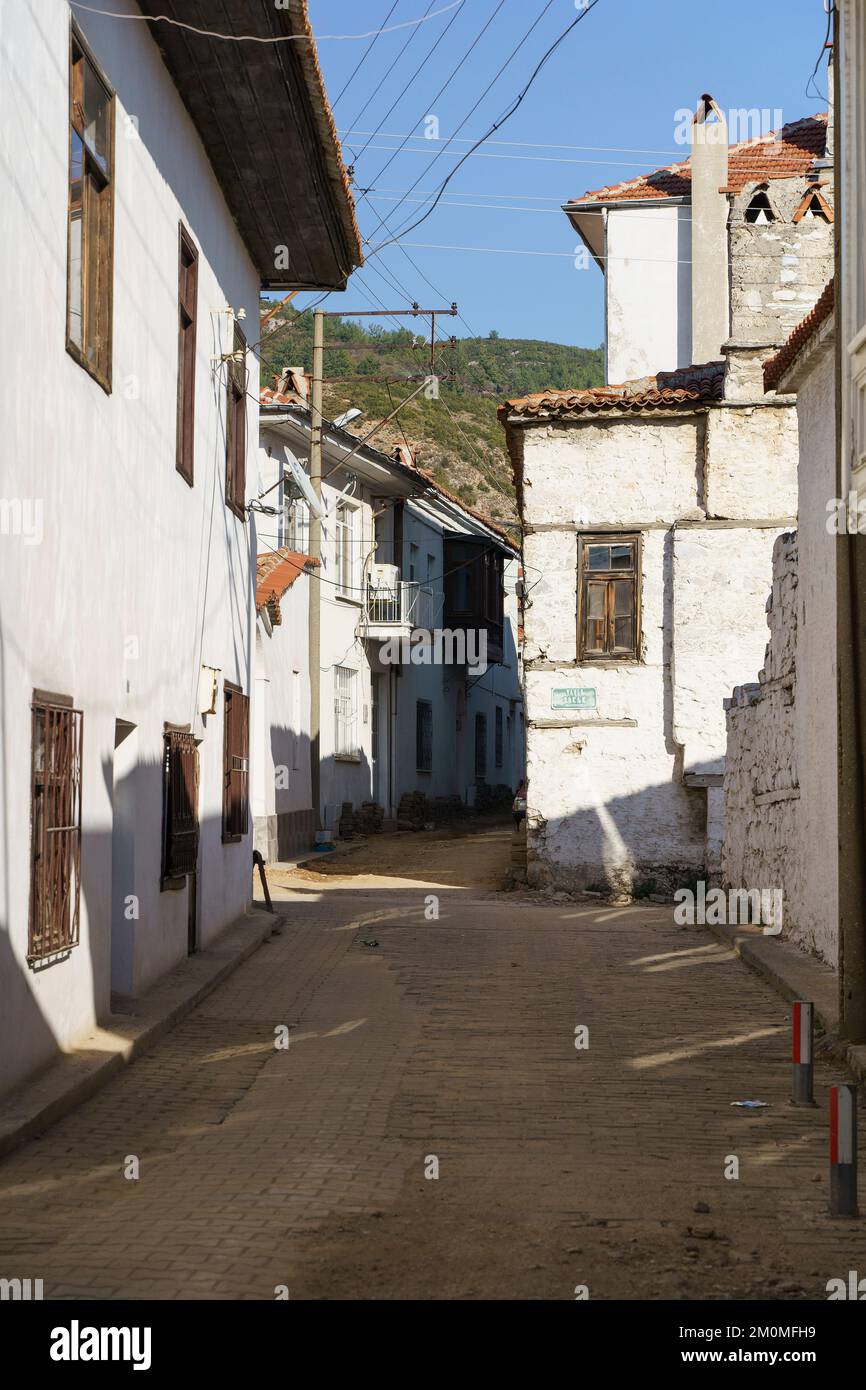 Old city of Mugla. The historical part of the Turkish city, founded by ...