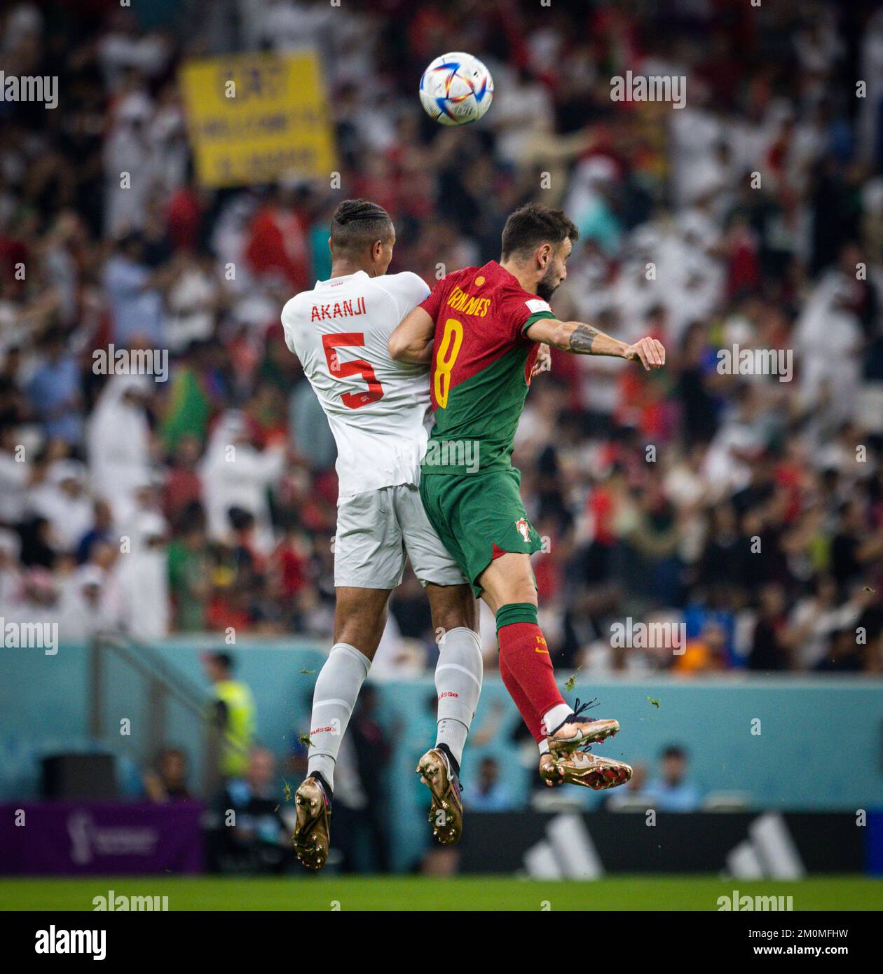 Doha, Qatar. 6th Dec, 2022. Manuel Akanji (Schweiz), Bruno Fernandes (Portugal) Portugal ...