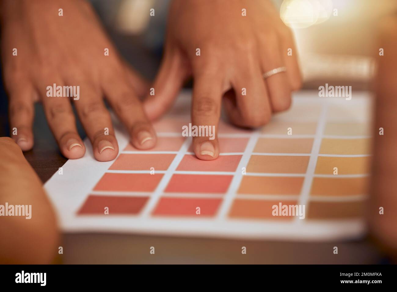 Interior designer hands, paint color sample and choice for design ...