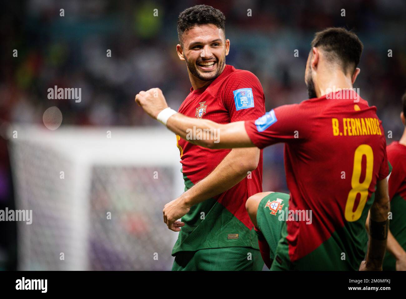 Doha, Qatar. 6th Dec, 2022. Goncalo Ramos (Portugal), Bruno Fernandes (Portugal) Portugal ...