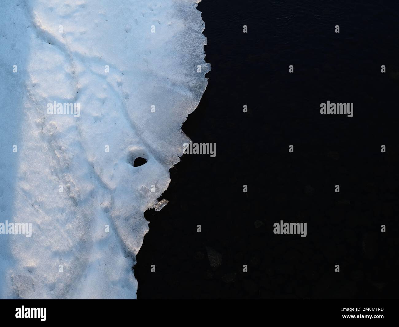 An aerial view of ice on the water Stock Photo - Alamy