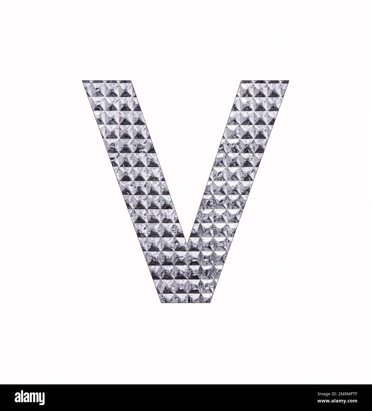 Alphabet Letter V Uppercase - Textured Shiny Silver Foil Stock Photo ...