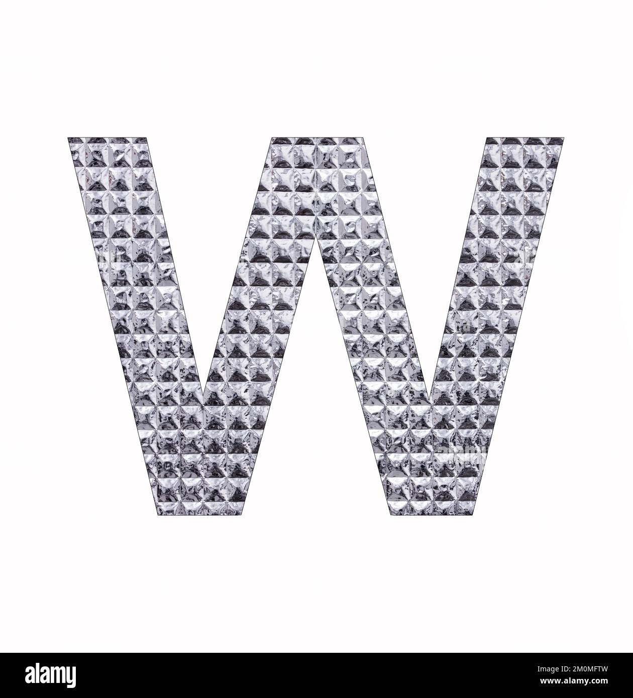 Alphabet Letter W Uppercase - Textured Shiny Silver Foil Stock Photo ...