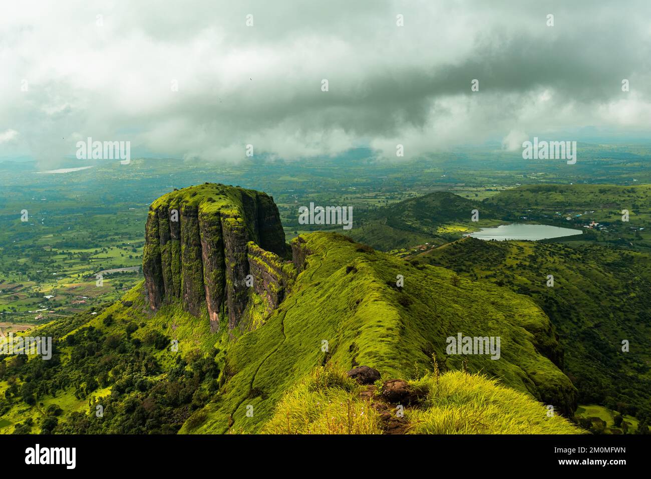 A scenic aerial view of the Durga Bhandar fort on the Bramhgiri ...