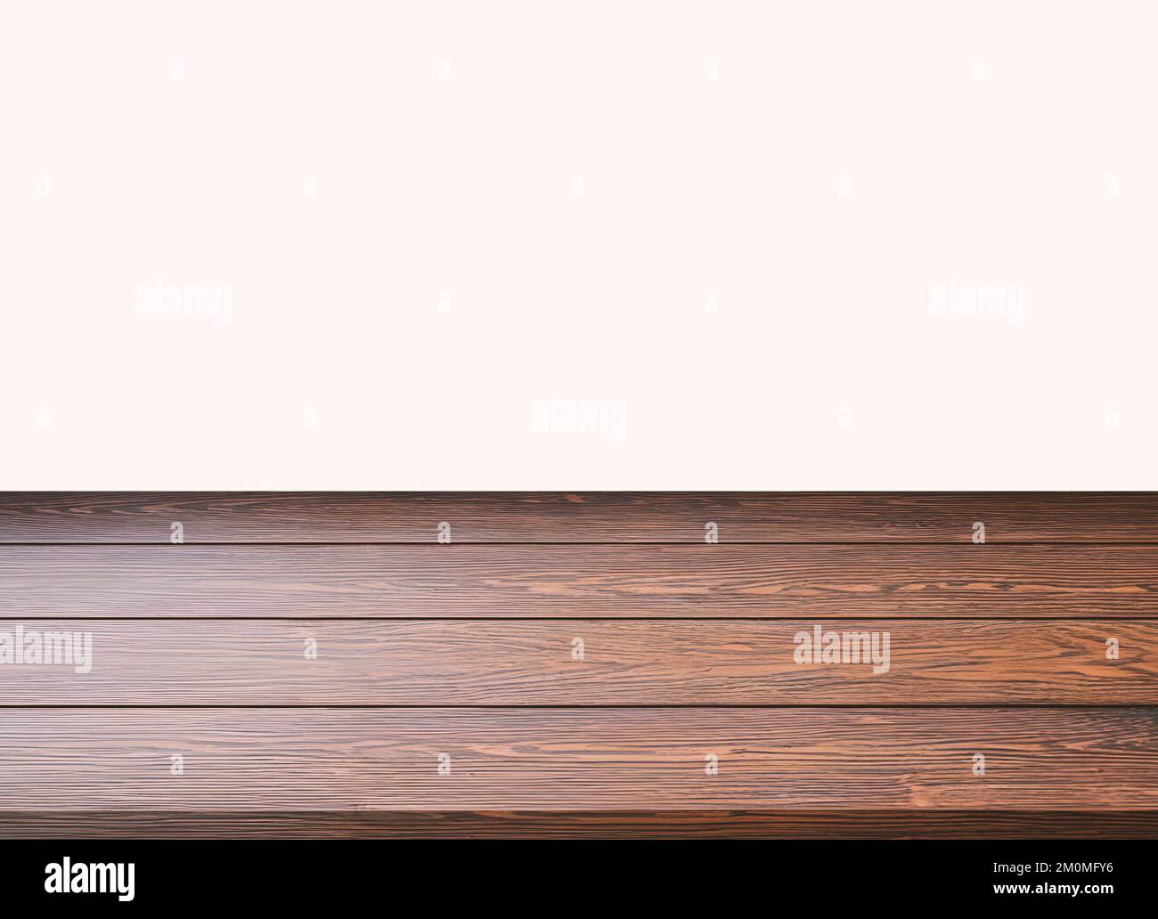 Isolated dark-brown wooden table on white background, perspective view ...
