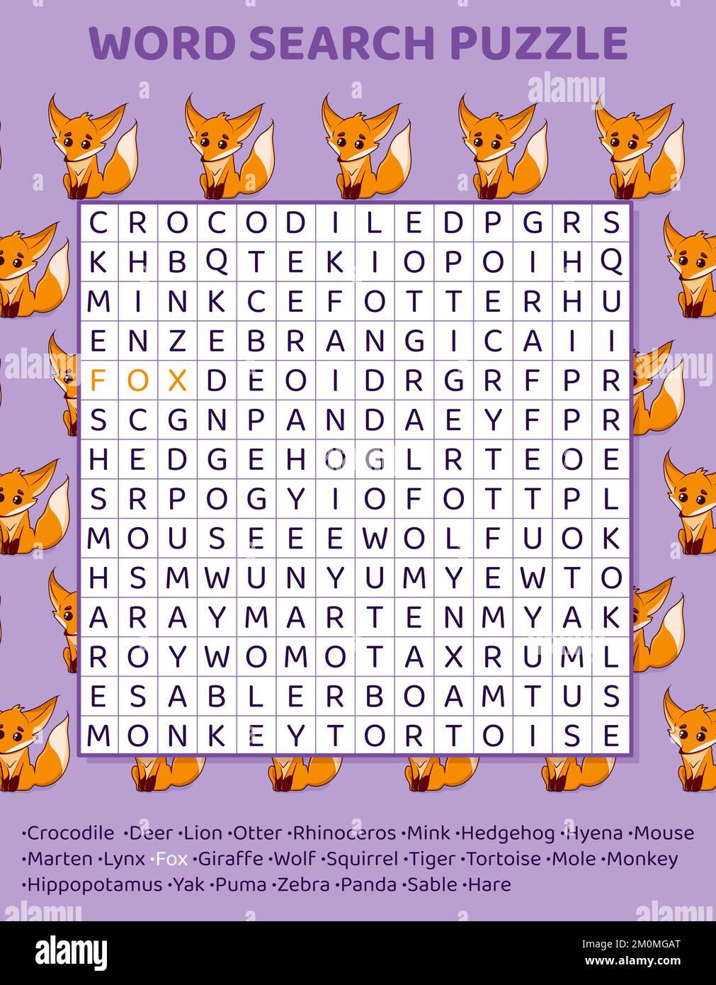 Word search puzzle for kids with wild animals Stock Vector Image & Art ...