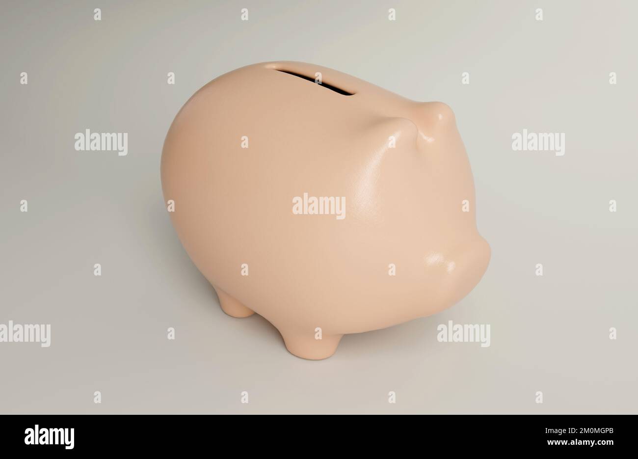 A ceramic beige piggy bank on an isolated studio background - 3D render ...