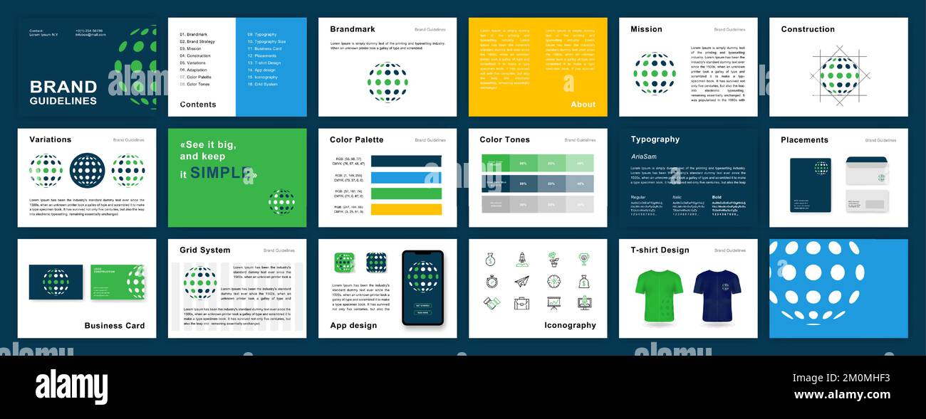 Green and Blue Brand Guidelines template. Brand Identity presentation ...