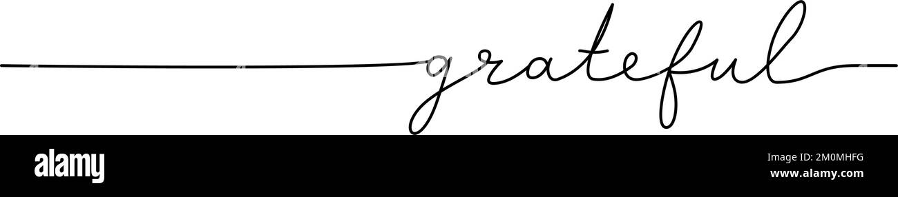 Grateful word - continuous one line with word. Minimalistic drawing of ...