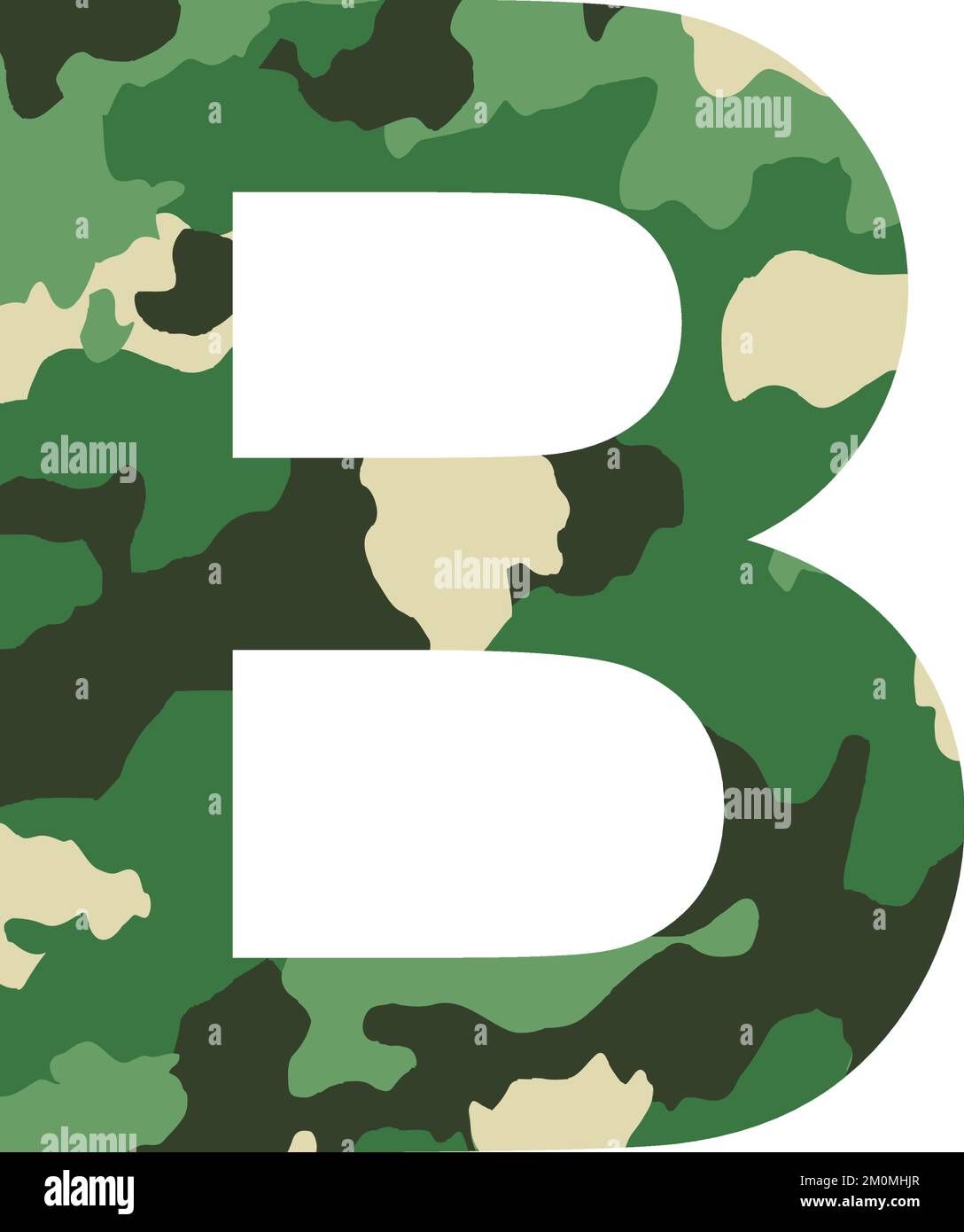 English alphabet letter B, khaki style isolated on white background ...