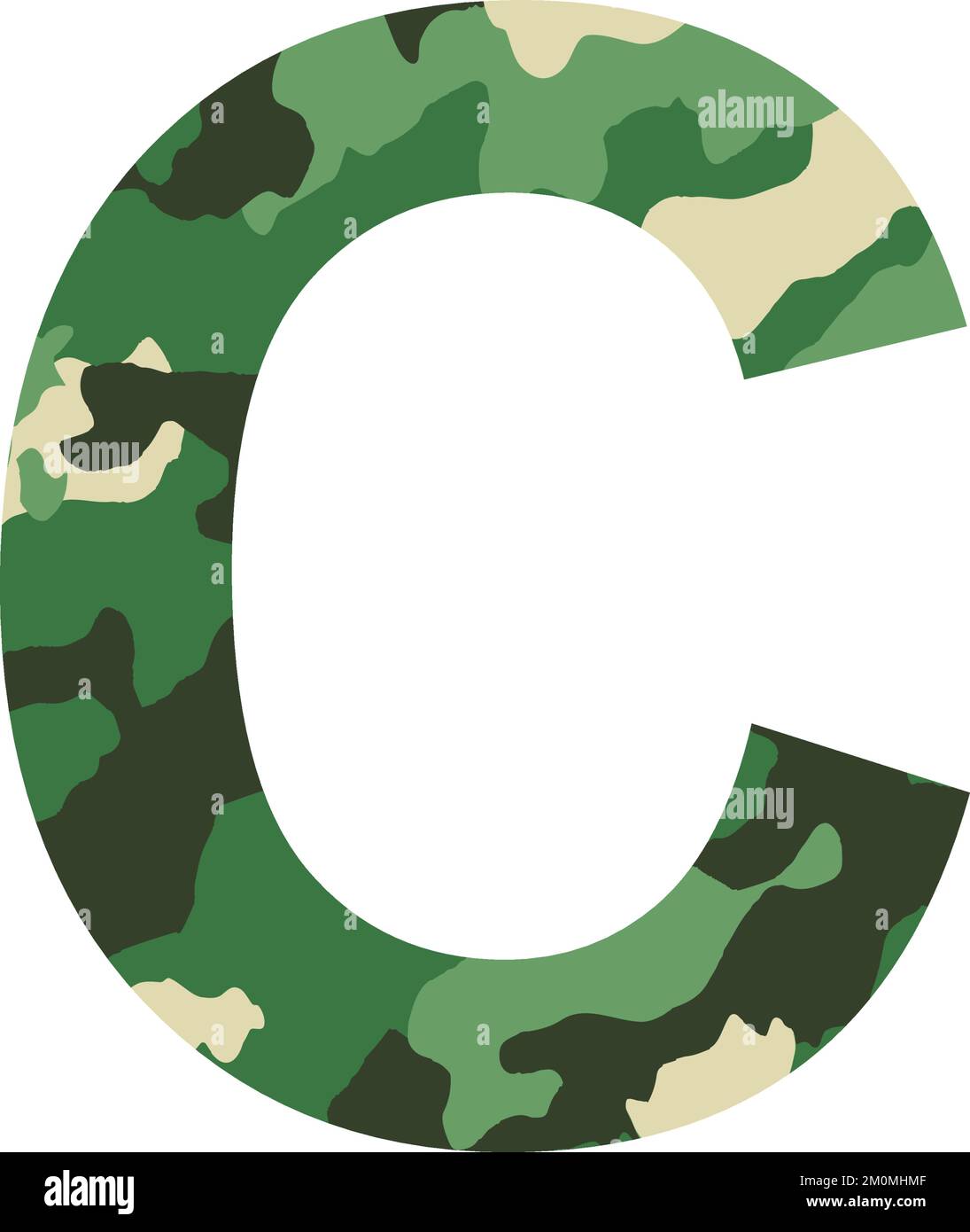 English alphabet letter C, khaki style isolated on white background ...