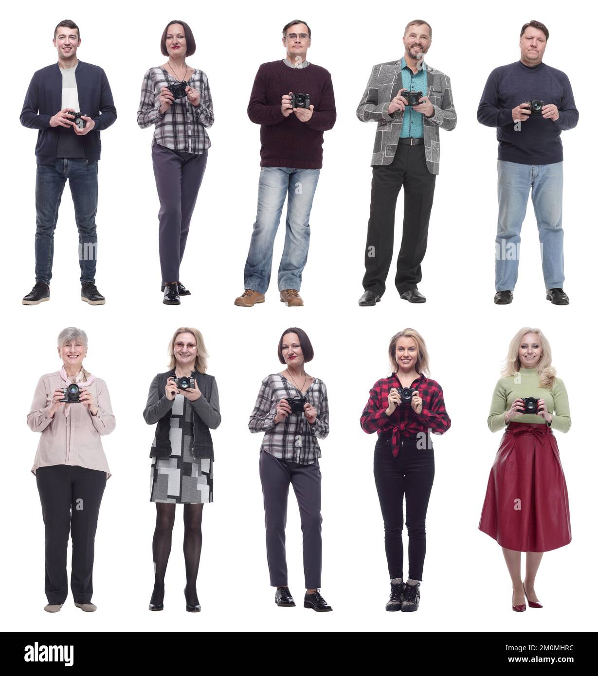 collage of professional photographers in full length isolated Stock ...
